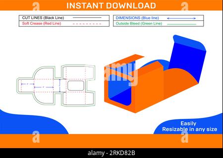 Packaging paper display cake box template and 3d box design vector file ...