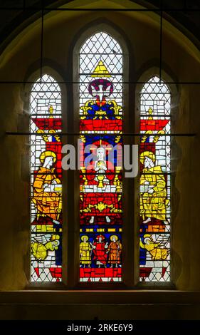 Stained glass east window by Hugh Easton 'Last Supper' c 1959, Troston ...