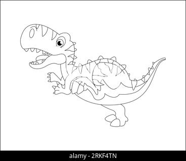Dinosaur Coloring Page for Education and Fun. Black and White ...
