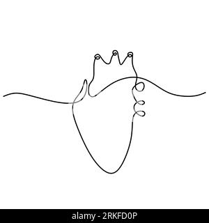Continuous line drawing of heart. Heart one line icon. One line drawing ...