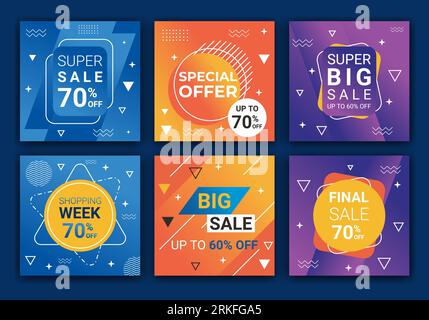 Set of social media Ig networks stories sale banner background with ...