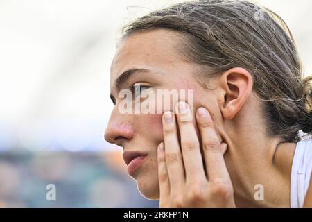 Belgian athlete Merel Maes pictured in action during the high jump ...