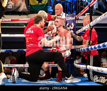 Ryan Garner during the vacant WBC Interim World Super Featherweight ...