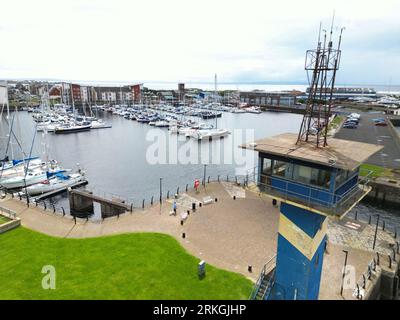 A stunning aerial view of Ardrossan marina, showing a vast array of ...