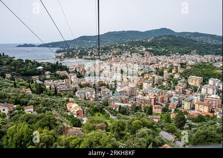 An aerial view of the Rapallo Montallegro Cable Car in Italy Stock ...