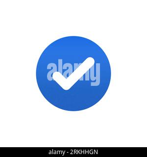 A digital illustration of a verified blue tick mark on a white ...
