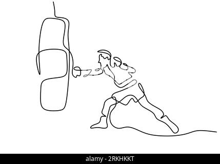 Sporty man boxer. One single line drawing. Athlete wearing boxing ...