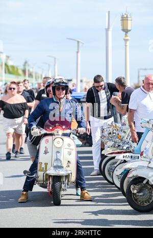 Brighton UK 25th August 2023 - Hundreds of Mods arrive in Brighton for ...