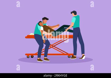 Graphic flat design drawing unconscious woman patient in emergency room ...