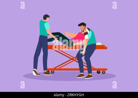 Graphic flat design drawing unconscious man patient in emergency room ...