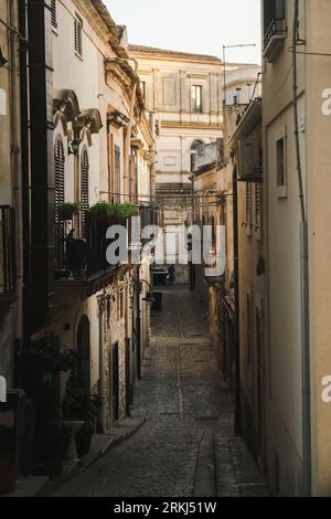 General view of the city of Scicli in Sicily at sunset. Italy Stock ...