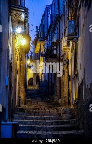 General view of the city of Scicli in Sicily at sunset. Italy Stock ...