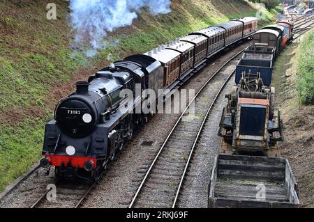 73082 Camelot operating on The Bluebell Railway is pulling a passenger ...