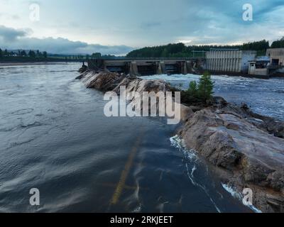 The destruction of the dam in Braskereidfoss, Norway after the storm ...