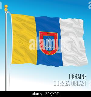 Odesa city waving flag with coat of arms, Ukraine, vector illustration ...