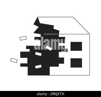 Broken building monochrome flat vector object Stock Vector Image & Art ...