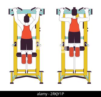 Muscle building with assisted pull up machine bw vector spot ...