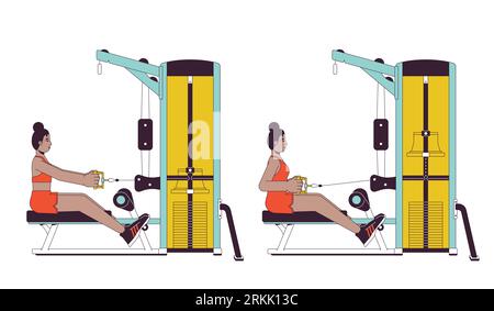 Seated cable row machine flat monochrome isolated vector object Stock ...