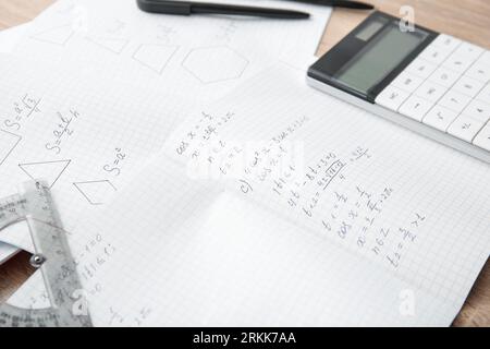 Open copybooks with math formulas as background, closeup Stock Photo ...