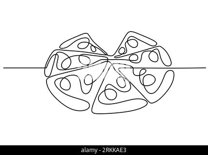 Pizza slice continuous single line drawing isolated on white background ...