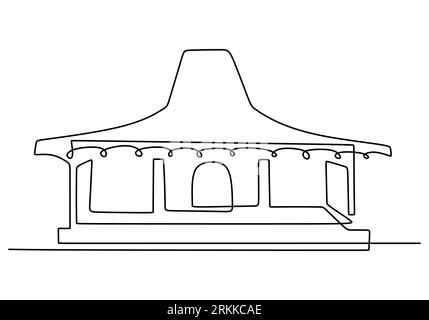Continuous one line of traditional javanese building. Classic home in ...