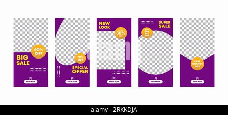 Set of social media Ig networks stories sale banner background with ...