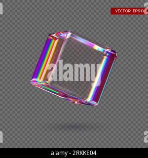 3d transparent glossy cube with dispersion effect Stock Vector Image ...