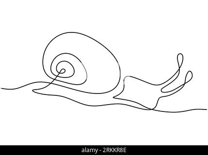 One continuous line art snail symbol. Sketch black drawing animal slow ...