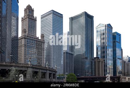 Chicago skyline isolated at white background, United States Stock Photo ...