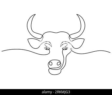 Continuous line buffalo or bull head. Single line vector illustration ...