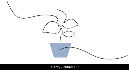 Continuous one single line of Calathea Cynthia in a pot isolated on ...