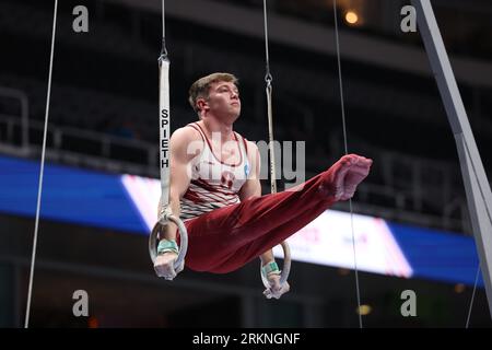 August 24, 2023: Gymnast Ian Gunther during the senior men day 1 ...
