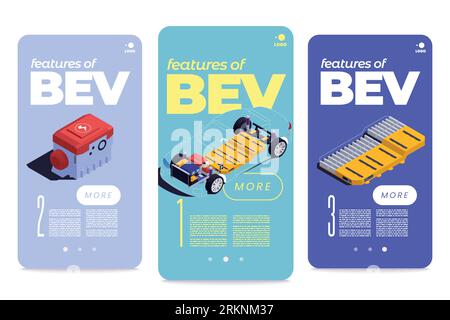 PHEV auto composition with BEV type electric vehicle isometric vector ...