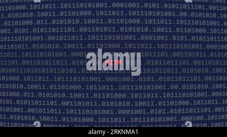 Cyber attack rce. Vulnerability text in binary system ascii art style, code on editor screen ...