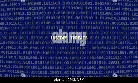 Cyber attack insider threat. Vulnerability text in binary system ascii ...