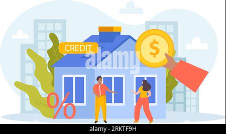 Credit score flat background with composition of human hand with ...