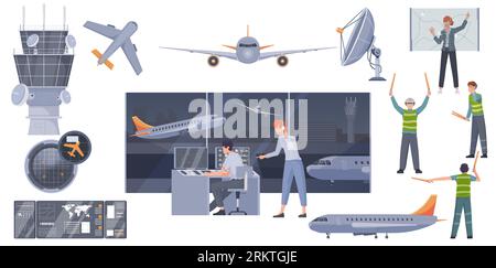 Air control radar screen with airplanes and world map. Vector HUD ui of air traffic control ...