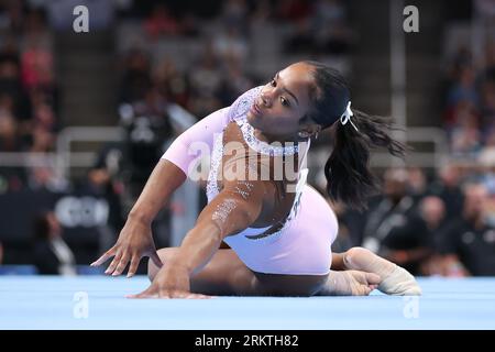 August 25, 2023: Shilese Jones begins her floor routine during Woman's ...