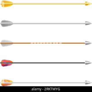 Set of Medieval Bow Arrows. Colorful Bright Decorative Cartoon Arrows ...