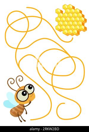 Maze puzzle for children. Help bee find flower. Kids activity sheet ...