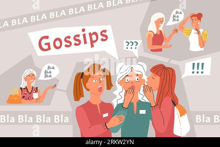 Bla meme set with gossiping symbols flat isolated vector illustration ...