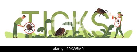 Ticks insects set with healthcare symbols flat isolated vector ...