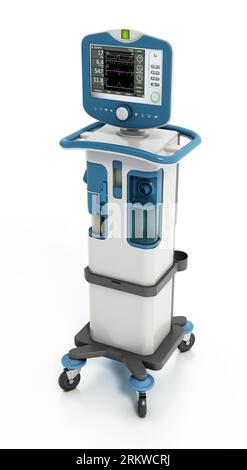 Medical ventilator device isolated on white background. 3D illustration ...