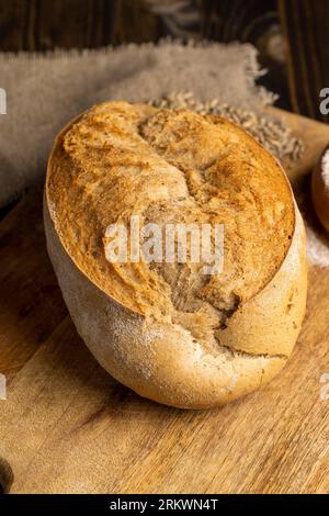 hard crisp crust of a freshly baked loaf of bread, details of a loaf of ...