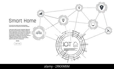 The building consists of numbers and is connected by icons of household ...
