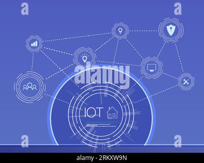 The building consists of numbers and is connected by icons of household ...