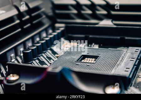 Powerful desktop PC motherboard with AM4 CPU Socket. Computer hardware ...
