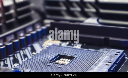 Motherboard of modern powerful PC with AM4 CPU Socket. Computer ...