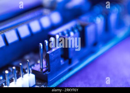 Socket pins on motherboard close-up of modern powerful desktop PC ...