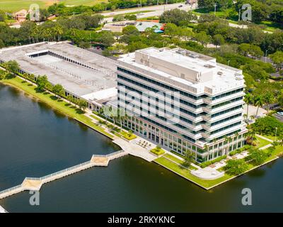 Plantation, FL, USA - August 24, 2023: Aerial drone photo The Ellsworth ...